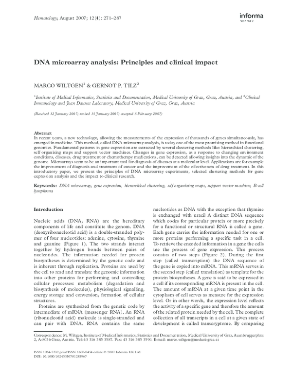 (PDF) DNA microarray analysis: Principles and clinical impact