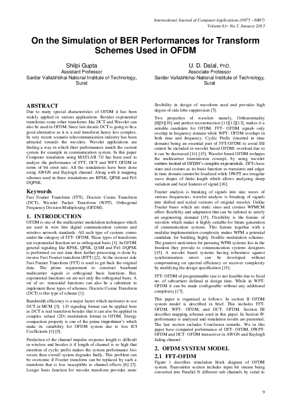 (PDF) On the Simulation of BER Performances for Transform Schemes Used ...