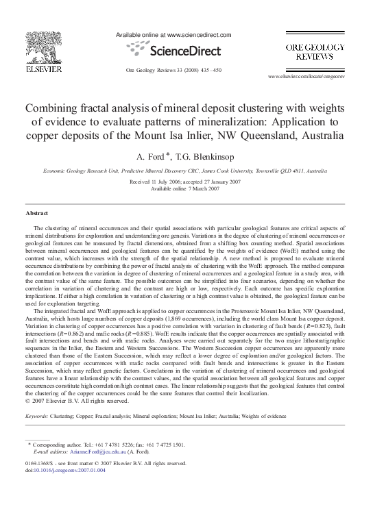 (PDF) Combining fractal analysis of mineral deposit clustering with weights of evidence to ...