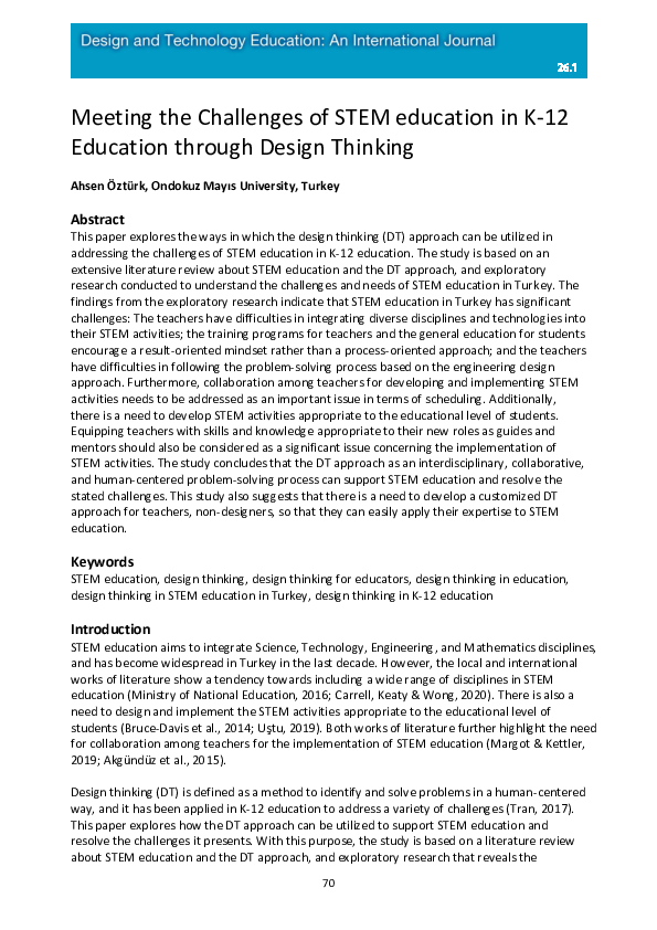 (PDF) Meeting the Challenges of STEM education in K-12 Education ...