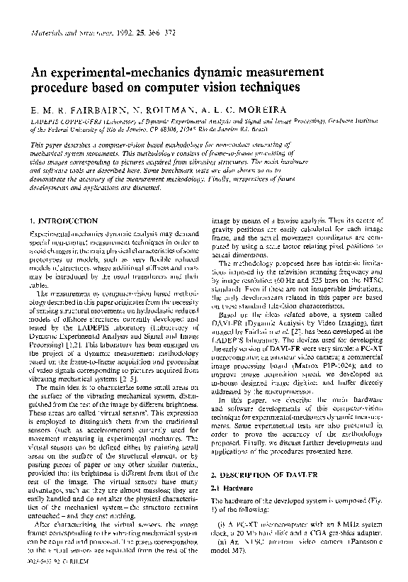 (PDF) An experimental-mechanics dynamic measurement procedure based on ...