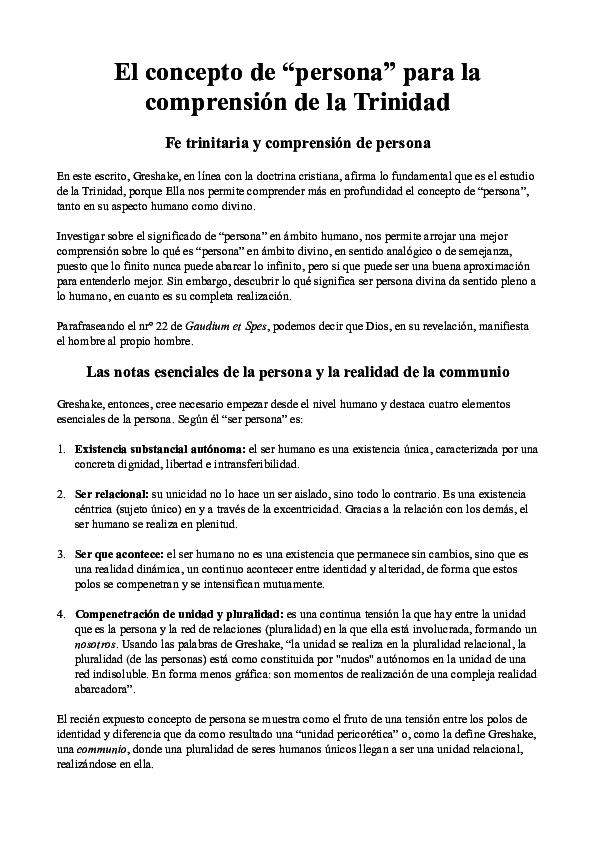 (PDF) El concepto de "persona" para la comprensión de la Trinidad