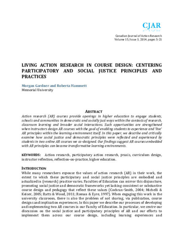 (PDF) Living Action Research in Course Design: Centering Participatory ...