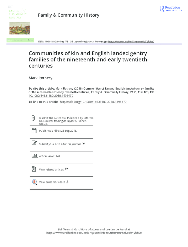 (PDF) Communities of kin and English landed gentry families of the ...