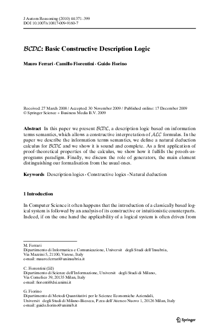 (PDF) $\boldsymbol {\cal BC\!D\!L}$ : Basic Constructive Description Logic
