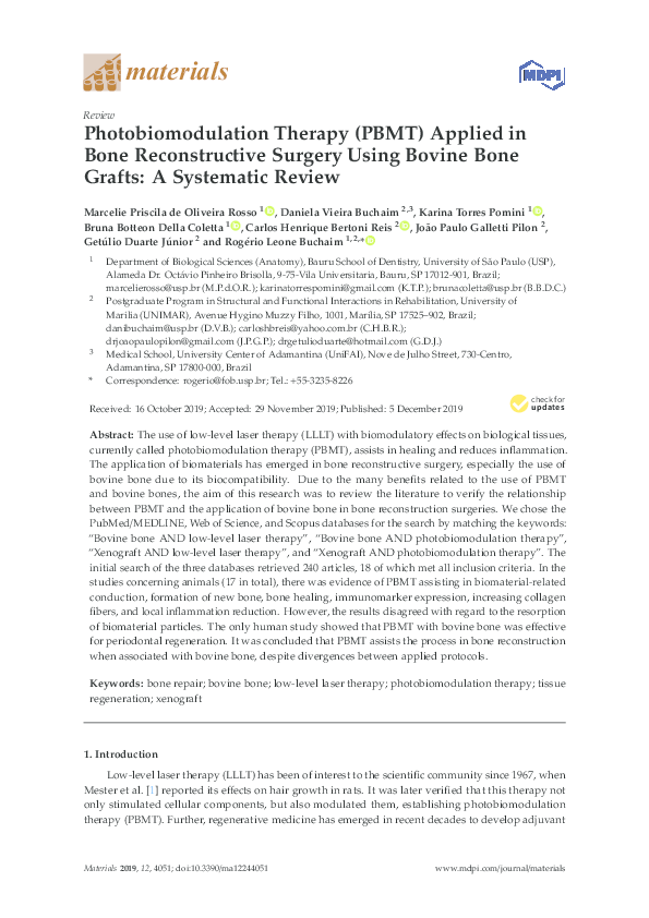 (PDF) Photobiomodulation Therapy (PBMT) Applied in Bone Reconstructive ...