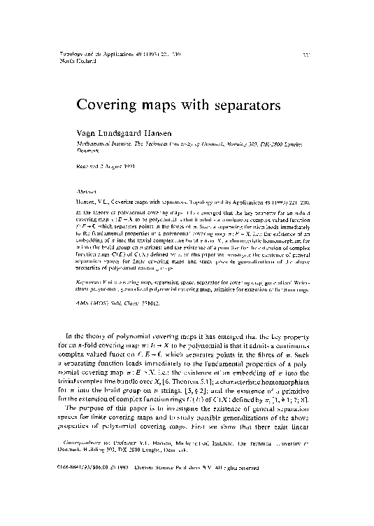 (PDF) Covering maps with separators
