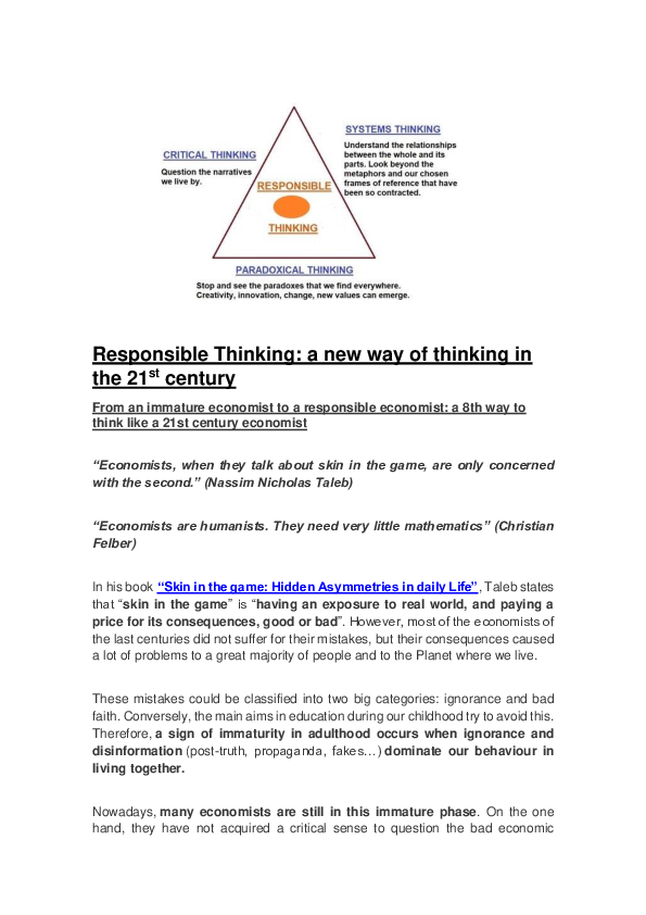 (PDF) Responsible Thinking: a new way of thinking in the 21st century