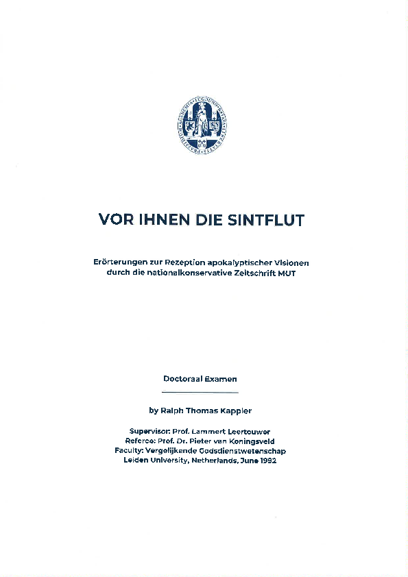 (PDF) Erörterungen zur Rezeption apokalyptischer Visionen durch die ...