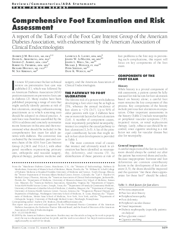 (PDF) Reprint—Comprehensive Foot Examination and Risk Assessment: A ...