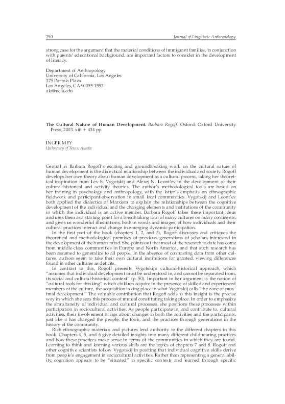 (PDF) The Cultural Nature of Human Development (Barbara Rogoff )