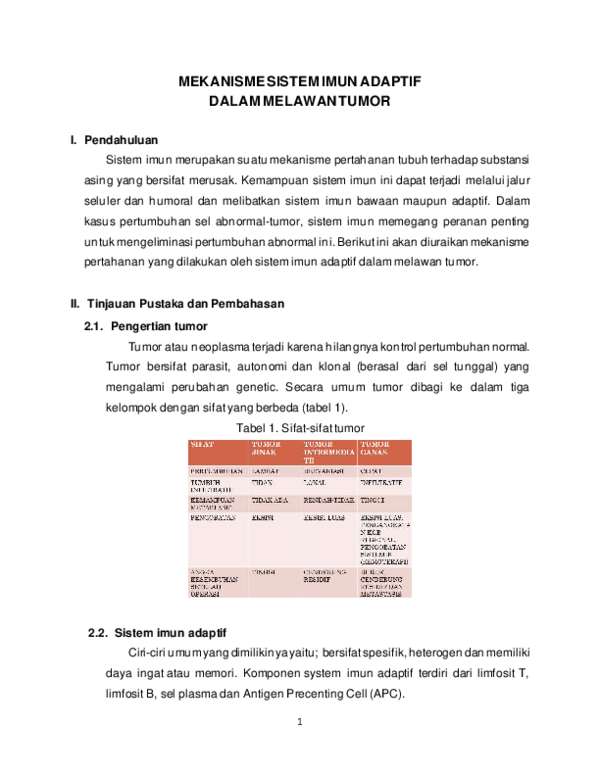 (PDF) MEKANISME SISTEM IMUN ADAPTIF DALAM MELAWAN TUMOR