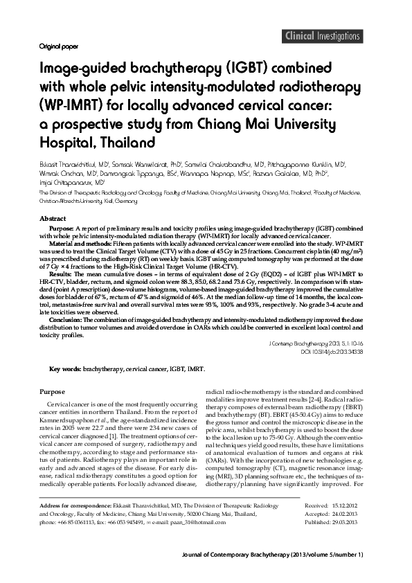 (PDF) Image-guided brachytherapy (IGBT) combined with whole pelvic ...