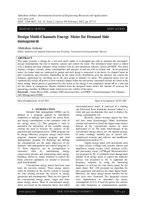(PDF) Design Multi-Channels Energy Meter for Demand Side management