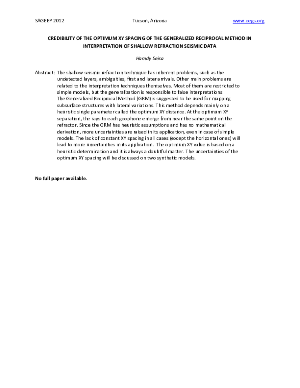 (PDF) Credibility of the Optimum XY Spacing of the Generalized ...