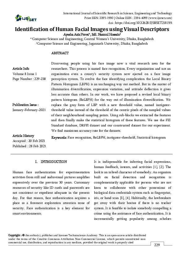 (PDF) Identification of Human Facial Images using Visual Descriptors
