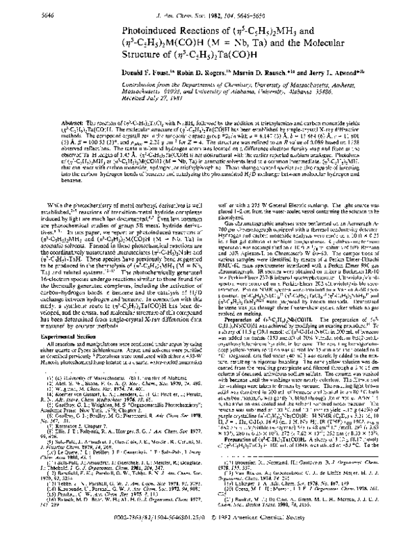 (PDF) Photoinduced reactions of (.eta.5-C5H5)2MH3 and (.eta.5-C5H5)2M ...