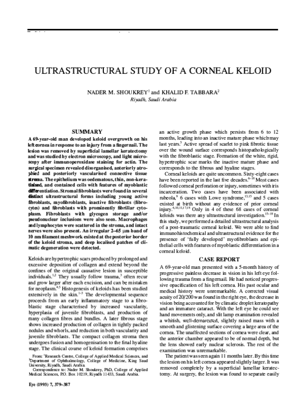 (PDF) Ultrastructural study of a corneal keloid