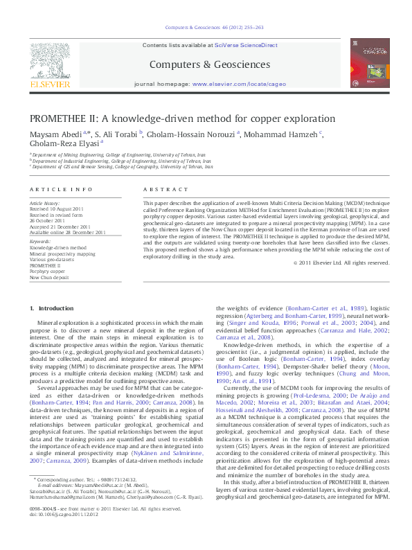 (PDF) PROMETHEE II: A knowledge-driven method for copper exploration