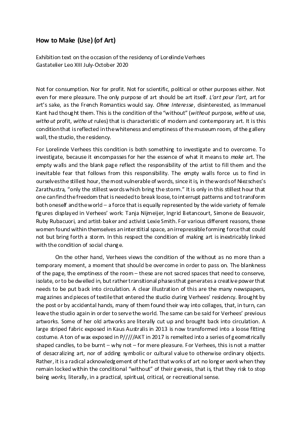 (PDF) Art Between Autonomy and Social Engagement: How to Make (Use of) Art