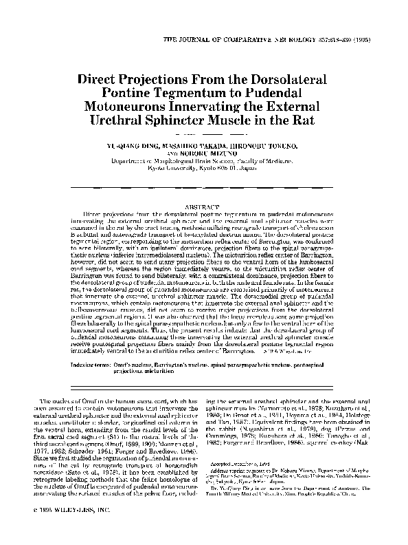 (PDF) Direct projections from the dorsolateral pontine tegmentum to ...