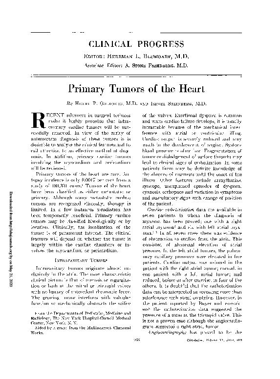 (PDF) Primary Tumors of the Heart
