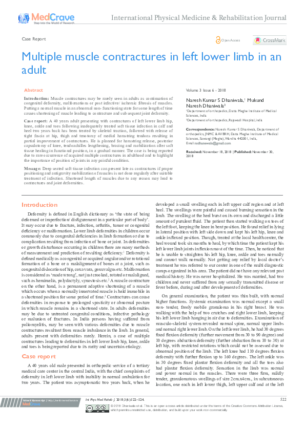 (PDF) Multiple muscle contractures in left lower limb in an adult