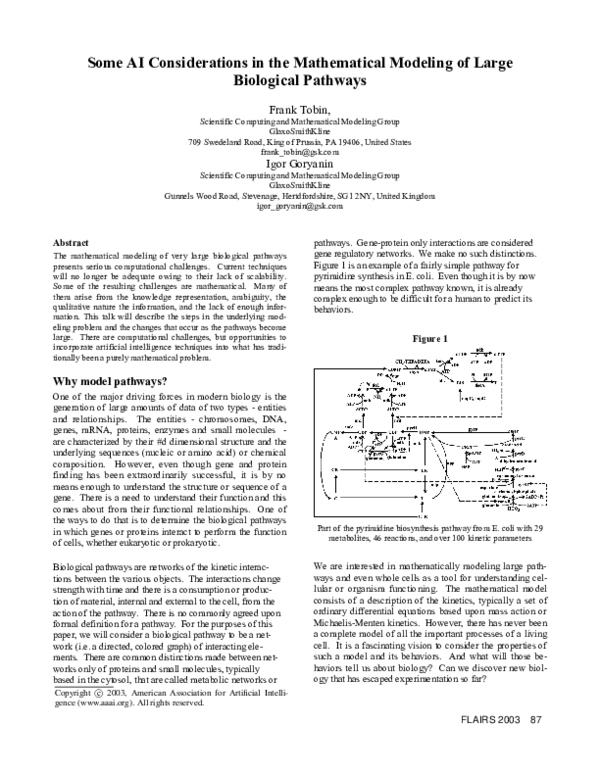 (PDF) AI Techniques in Modeling Large Biological Pathways