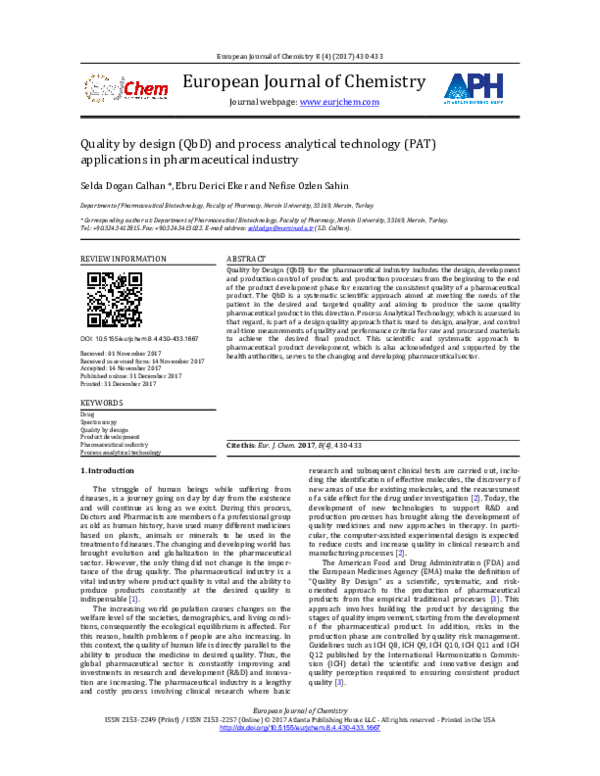 (PDF) Quality by design (QbD) and process analytical technology (PAT ...