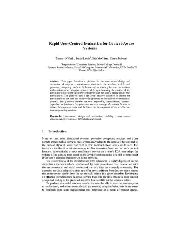 (PDF) Rapid User-Centred Evaluation for Context-Aware Systems