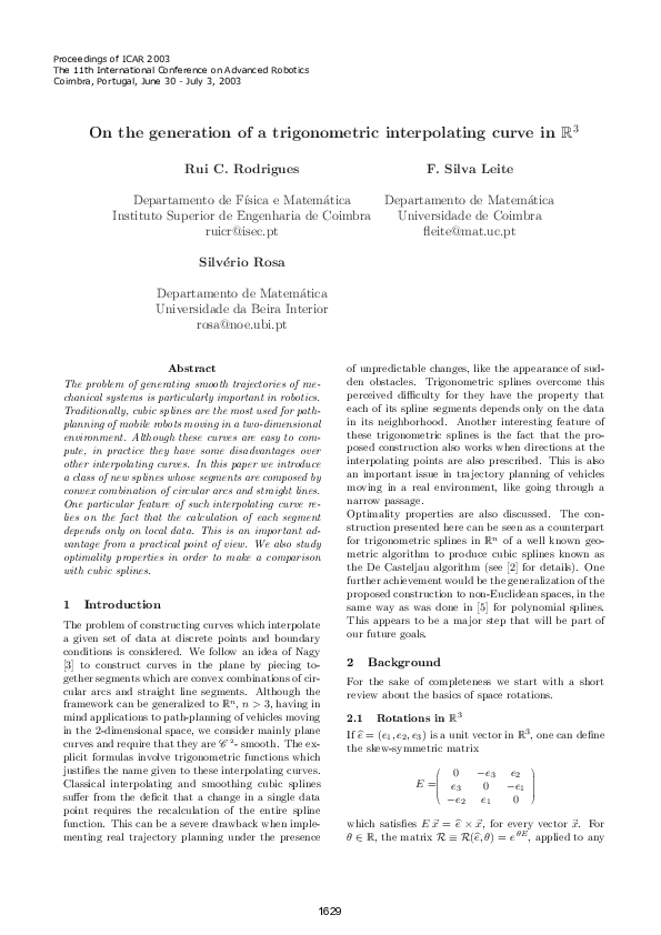 On the generation of a trigonometric interpolating curve in R3