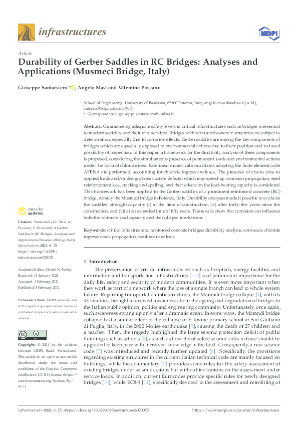 (PDF) Durability of Gerber Saddles in RC Bridges: Analyses and ...