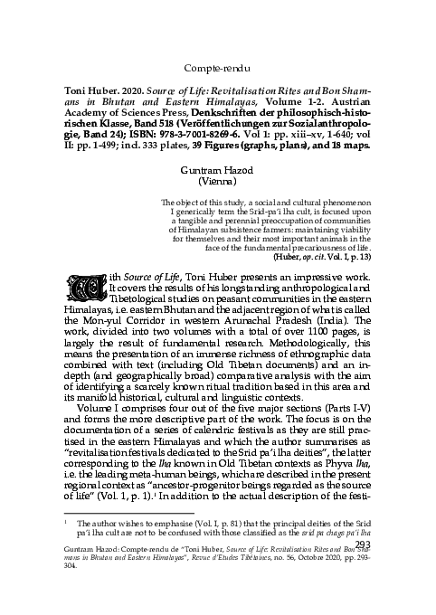 (PDF) Review of: Toni Huber. 2020. Source of Life: Revitalisation Rites ...