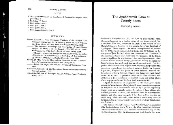 (PDF) The Apabhramsha Cariu as Courtly Poem