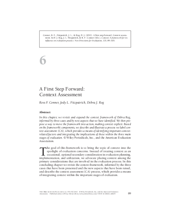 (PDF) A first step forward: Context assessment