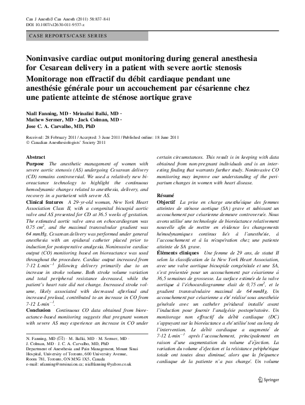 (PDF) Noninvasive cardiac output monitoring during general anesthesia ...