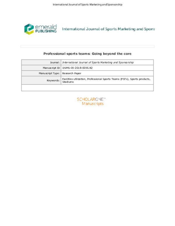 (PDF) Professional sports teams: going beyond the core