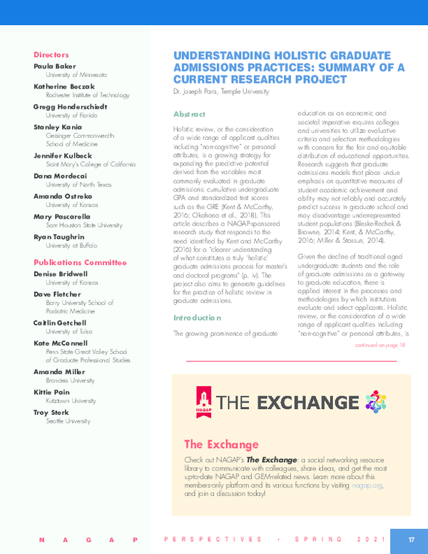 (PDF) Understanding Holistic Graduate Admissions Practices: Summary of ...