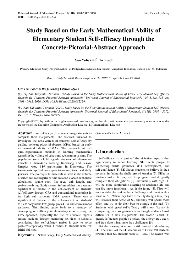 (PDF) Study Based on the Early Mathematical Ability of Elementary ...