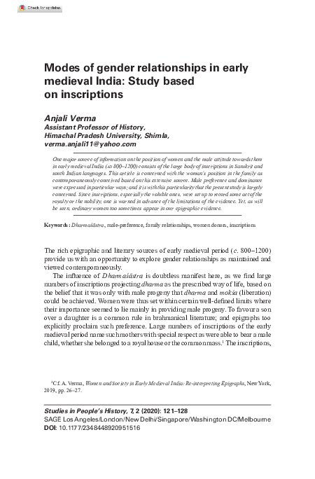 (PDF) Modes of gender relationships in early medieval India: Study ...