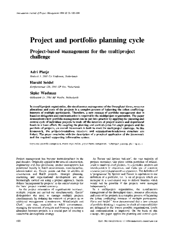 (PDF) Project and portfolio planning cycle