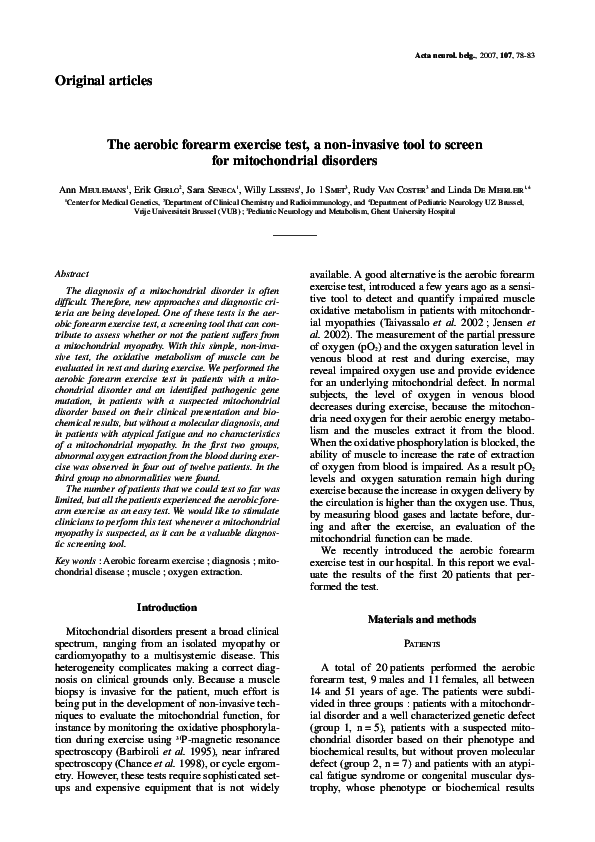 (PDF) The aerobic forearm exercise test, a non-invasive tool to screen ...