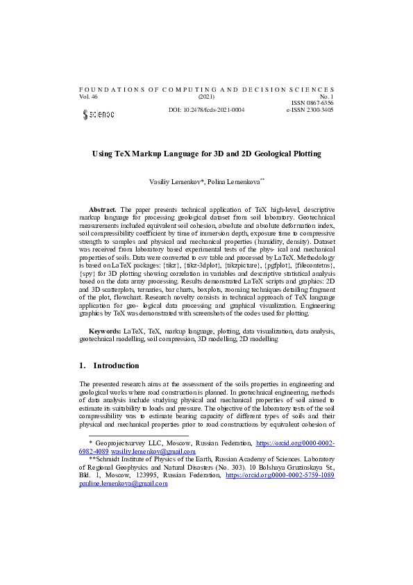 Pdf Using Tex Markup Language For 3d And 2d Geological Plotting