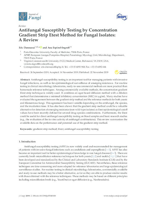 (PDF) Antifungal Susceptibly Testing by Concentration Gradient Strip ...