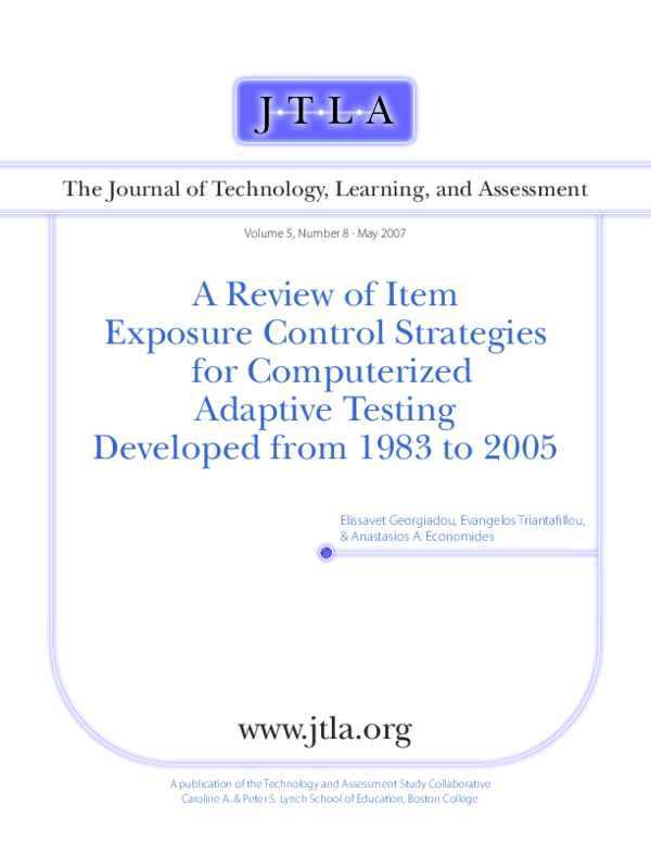(PDF) A review of item exposure control strategies for computerized ...