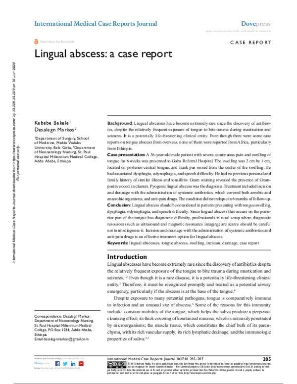 (PDF) Lingual abscess: a case report