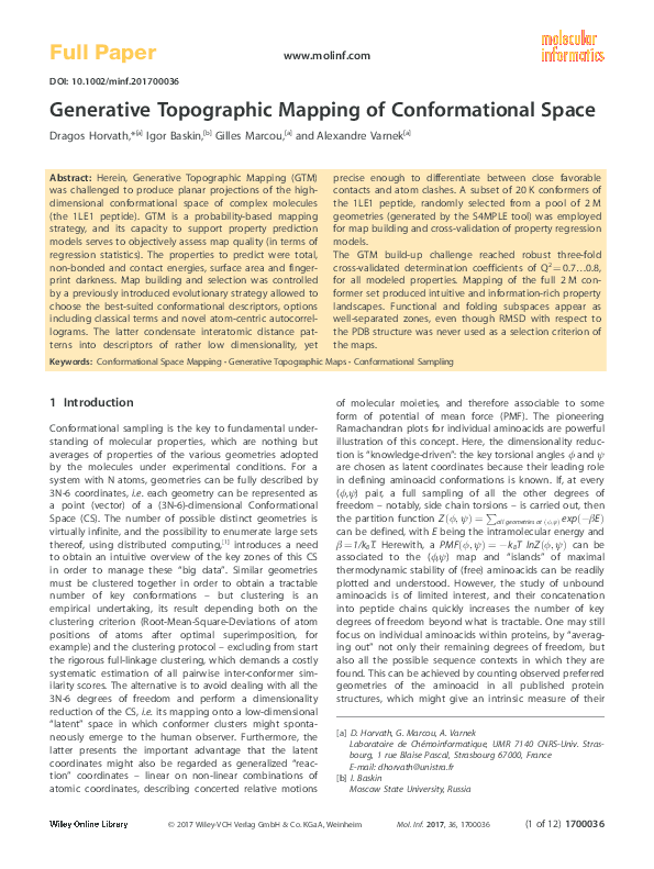(PDF) Generative Topographic Mapping of Conformational Space