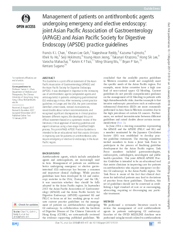 (PDF) Management of patients on antithrombotic agents undergoing emergency and elective ...
