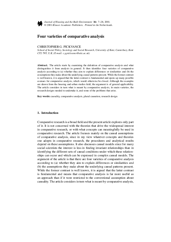 (PDF) Four varieties of comparative analysis