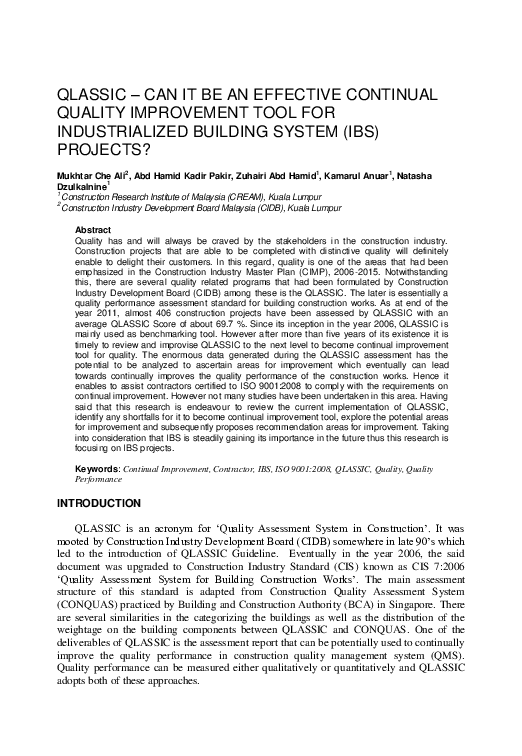 (PDF) Qlassic – Can It Be an Effective Continual Quality Improvement ...